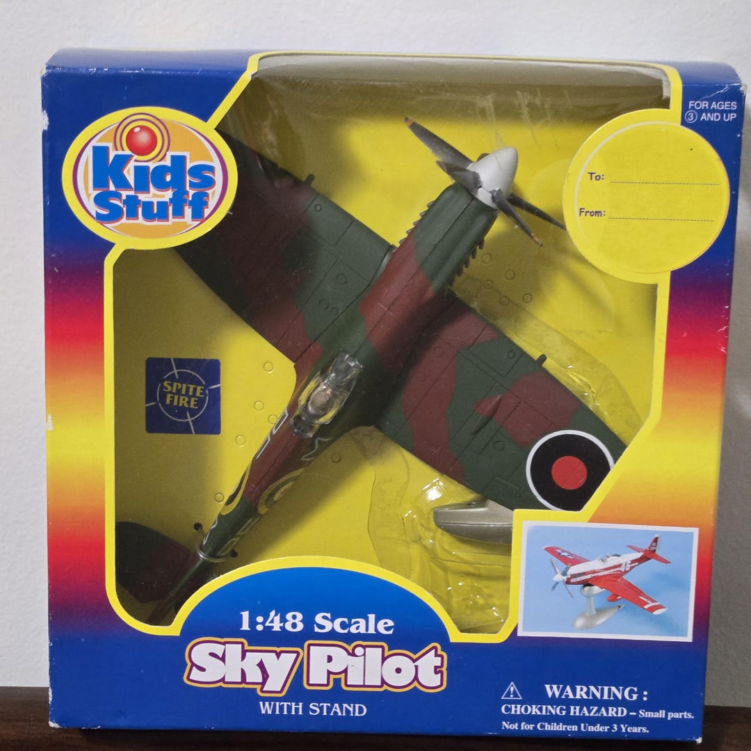 Vintage Kids Stuff Sky Pilot SPITFIRE 1:48 Scale With Stand Excite NEW ...
