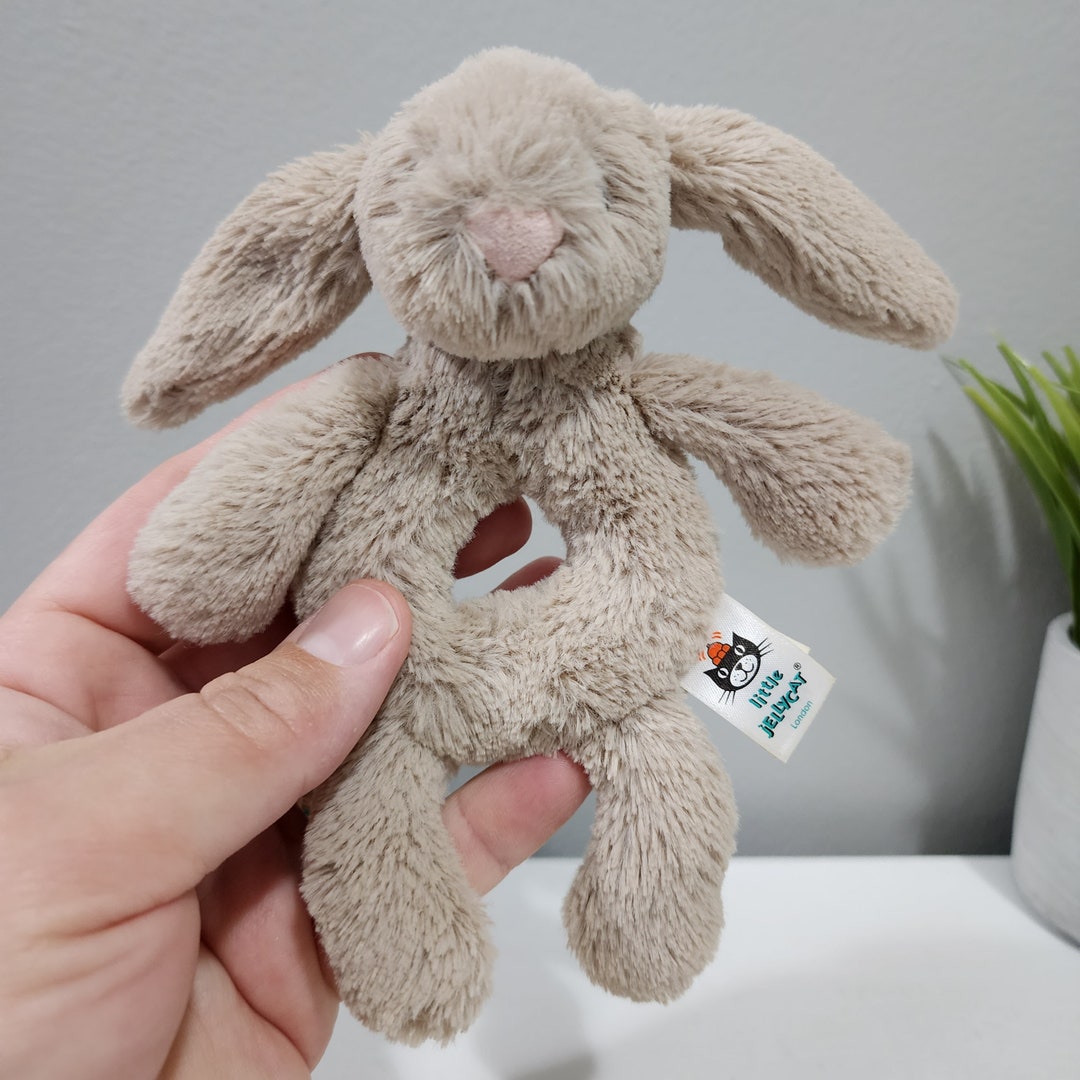 Little Jellycat Bashful Bunny Rattle Baby Ring Grabber Plush - Etsy