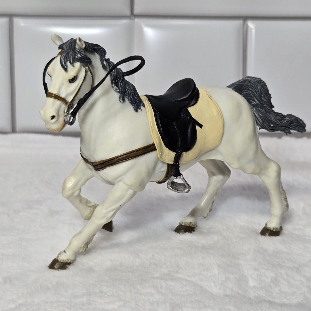 Papo English Riding Horse White Brown With Sadle - Etsy