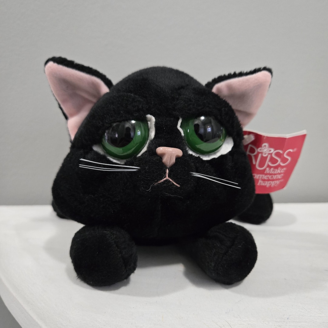 Russ Peepers Shadow Black Cat Kitty Kitten Stuffed Animal Plush Green ...
