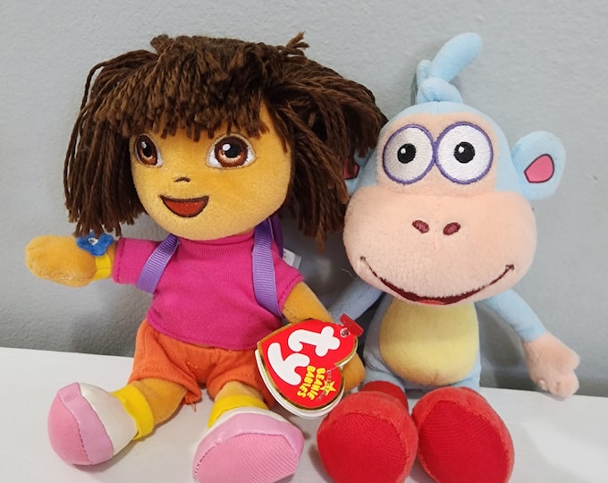 Dora the Explorer TY Beanie Dora and Boot the Monkey 6 Inch Plush Dolls ...