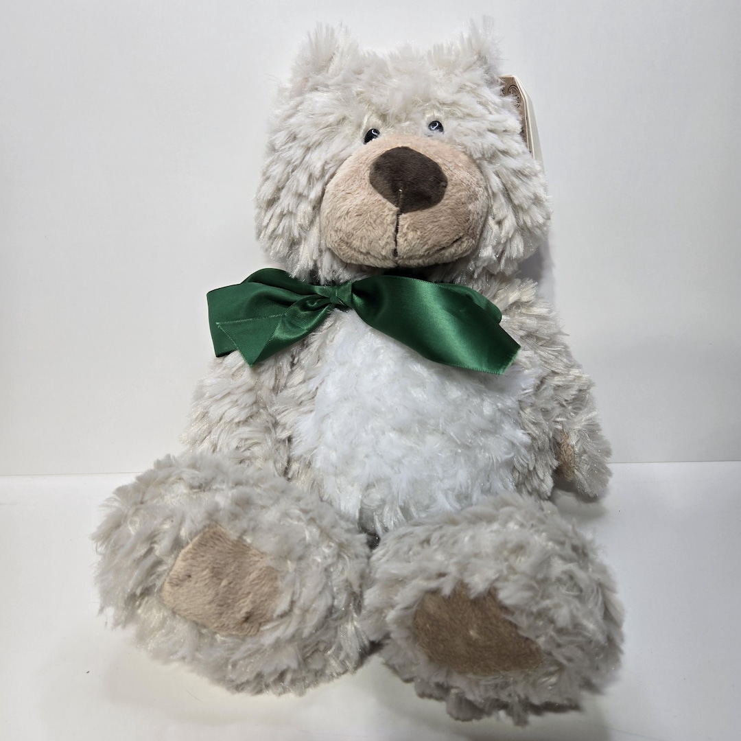 Colton GANZ Black Teddy Bear Plush Brown Plaid Bow Stuffed Animal Lovey ...