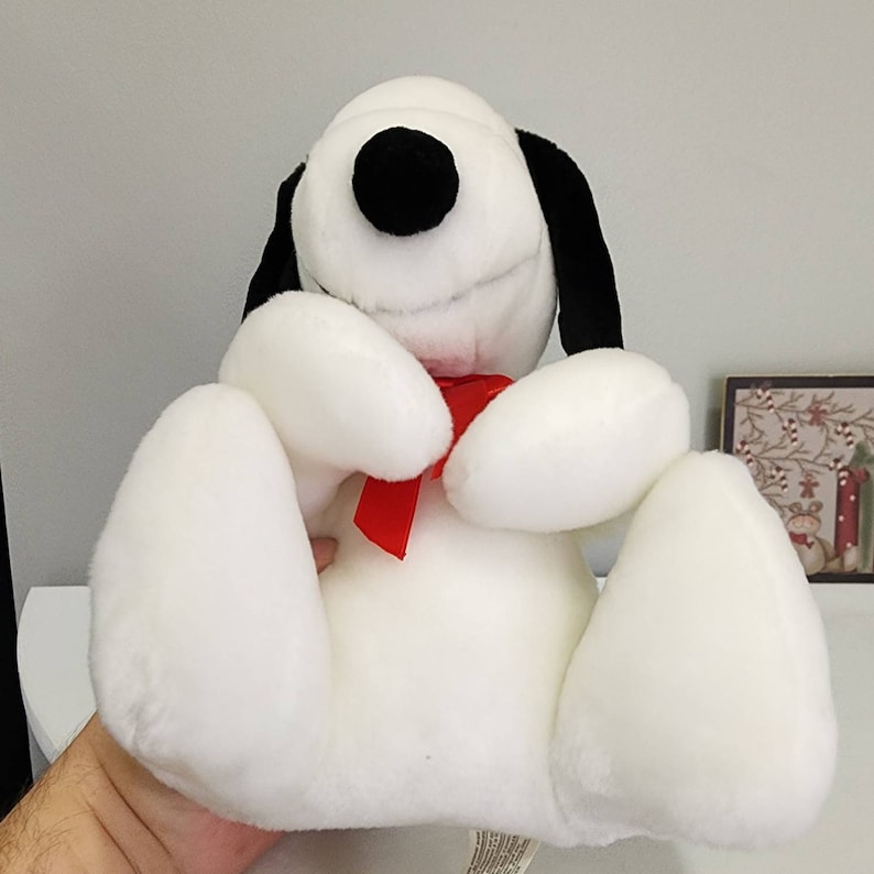 Peanuts Classic Snoopy Plush Stuffed Toy With Red Bow - Etsy