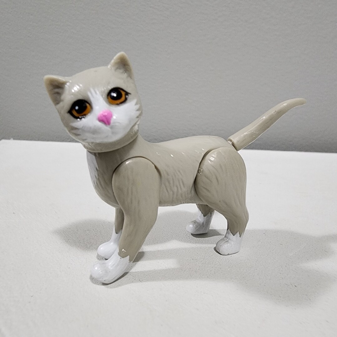 Vintage 1995 Mattel Barbie Gray Cat Kitty Pet Posable Bobble Head Play ...
