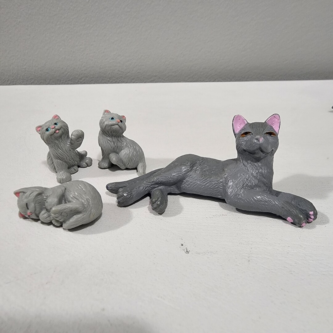 Puppy in My Pocket MEG 1994 Kitties Lot of 4 Mommy and Baby PVC Kitty ...
