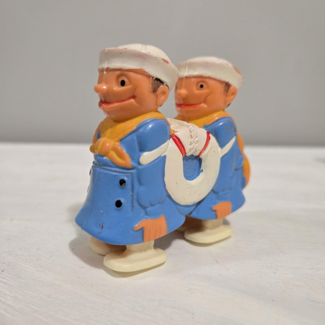 Vintage 1960s Louis Marx Shore Navy Sailors Plastic Ramp Walker Toy ...