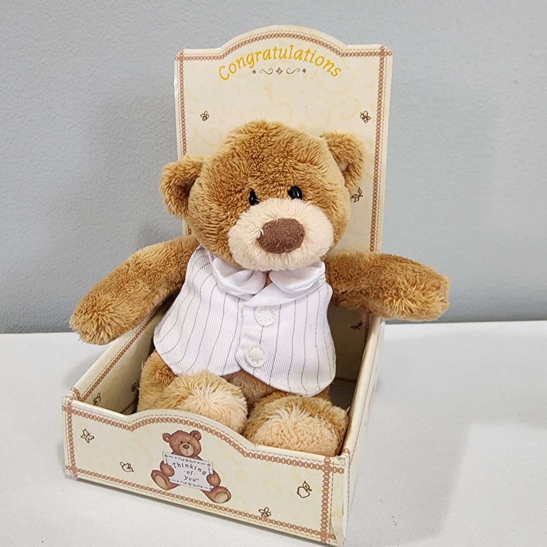 GUND Congratulations ! Teddy Bear Wearing Suit Shirt Plush Small 6 Inch ...