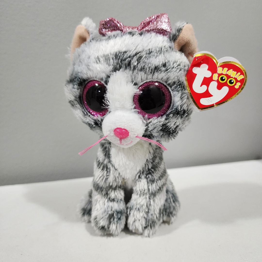 TY Beanie Boos KIKI the Cat With Pink Glitter Eyes (regular Size 6 Inch ...