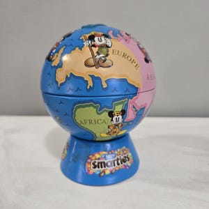 Nestle Smarties World Globe Mickey Mouse Bank Tin 5 Walt Disney World ...