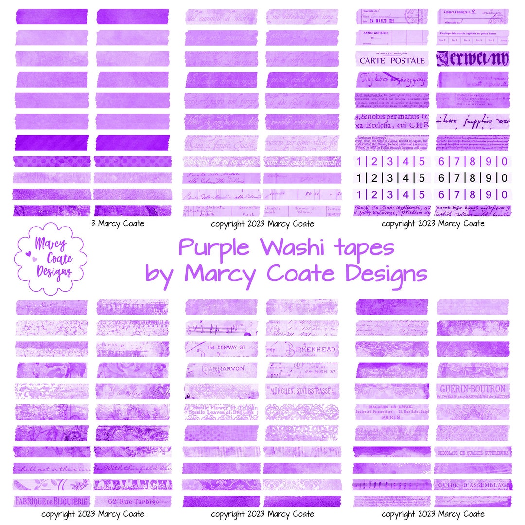 Purple Washi Tape, PRINTABLE Washi Strips, Washi Stickers - Junk ...