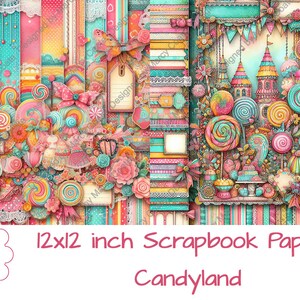 Candyland 12x12 Inch Digital Scrapbook Papers for Scrapbooking, Card ...