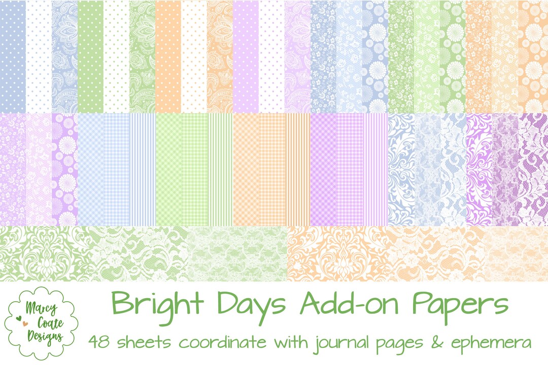Bright Days Add-on Papers, Junk Journal, Scrapbook, Card Making, Paper ...