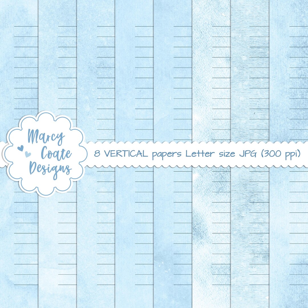 8 Lined Blue Dyed VERTICAL Papers, Commercial Use OK for PRINTED ...