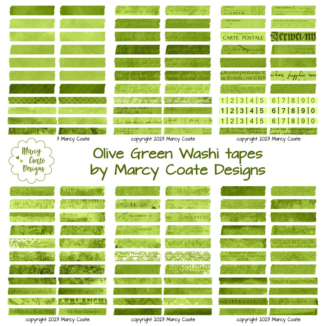 Green Washi Tape, PRINTABLE Washi Strips, Washi Stickers - Junk Journal ...