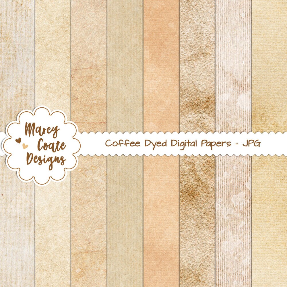Coffee Dyed Digital Papers Set of 8, Commercial Use OK for PRINTED ...