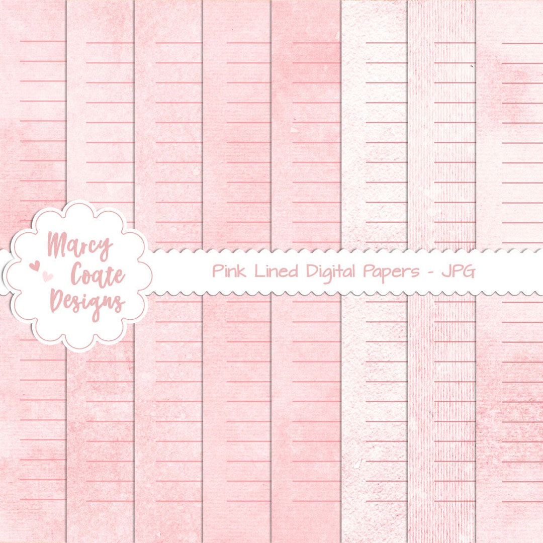 8 Lined Pink Dyed HORIZONTAL Papers, Commercial Use OK for PRINTED ...
