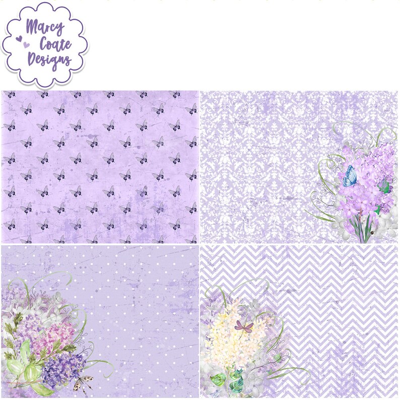 Lilacs Printable Journal Pages in Shades of Lavender, Pink & Brown for ...