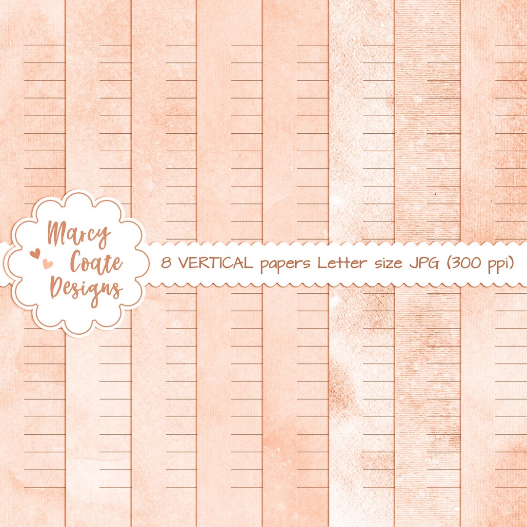 8 Lined Peach Dyed VERTICAL Papers, Commercial Use OK for PRINTED ...