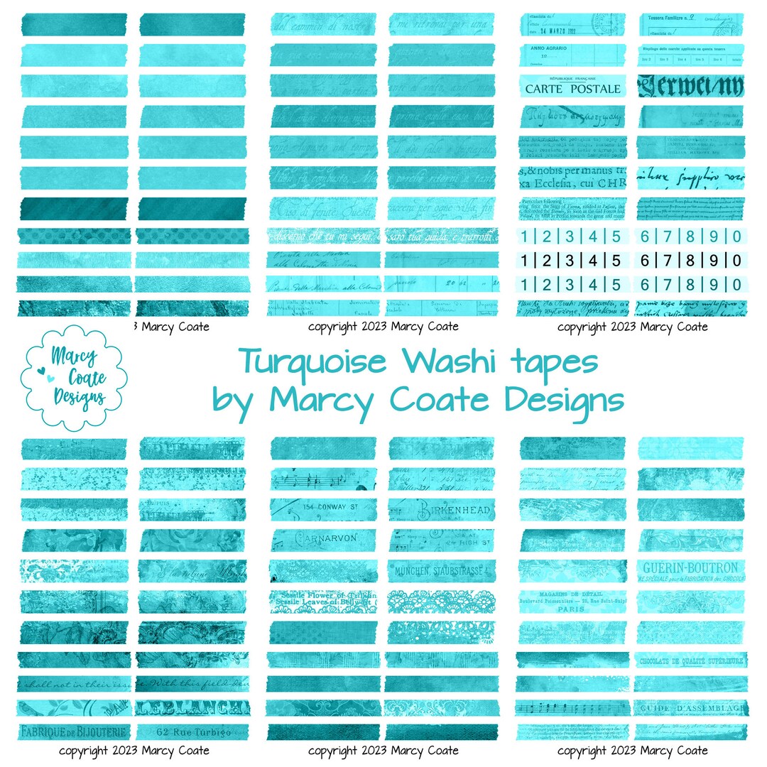 Turquoise Washi Tape, PRINTABLE Washi Strips, Washi Sticker Junk ...