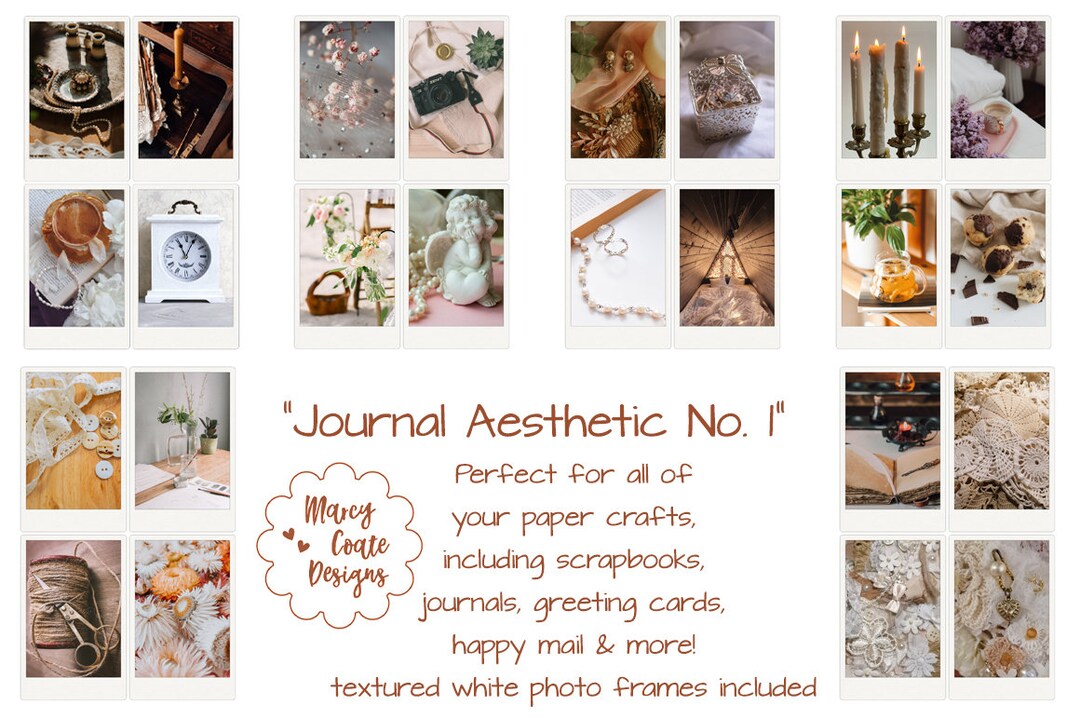 Journal Aesthetic Photos Set 1 With White Frames, Perfect for Junk ...