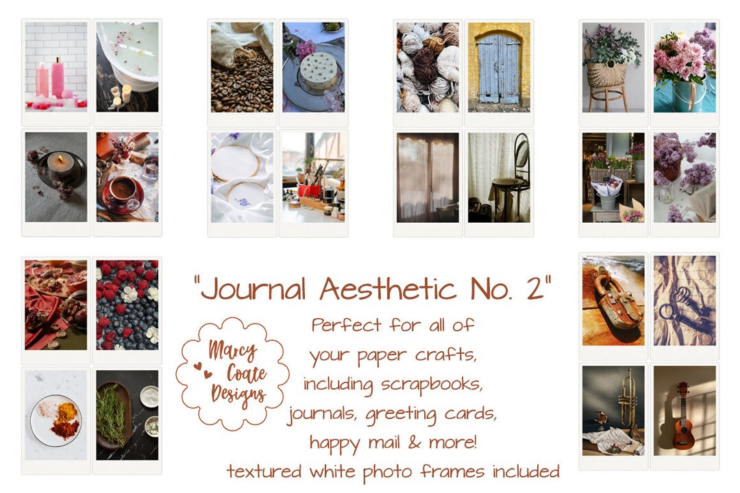 Journal Aesthetic Photos Set 2 With White Frames, Perfect for Junk ...