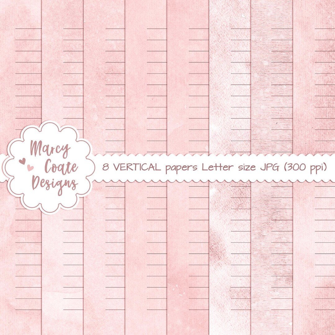 8 Lined Pink Dyed VERTICAL Papers, Commercial Use OK for PRINTED ...