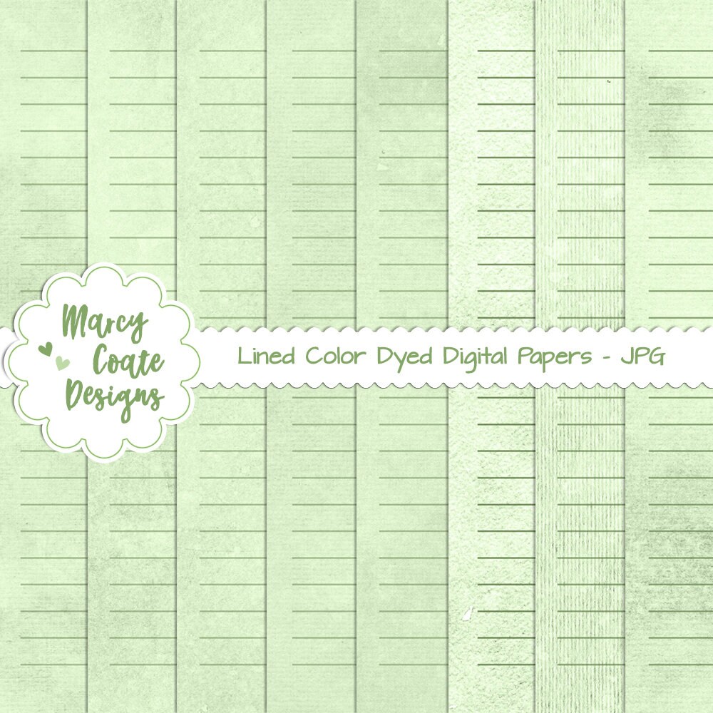 8 Lined Green Dyed Digital Papers, Commercial Use OK for PRINTED ...