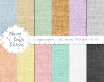 Digital Paper Set Linen blue Shades Digital - Etsy