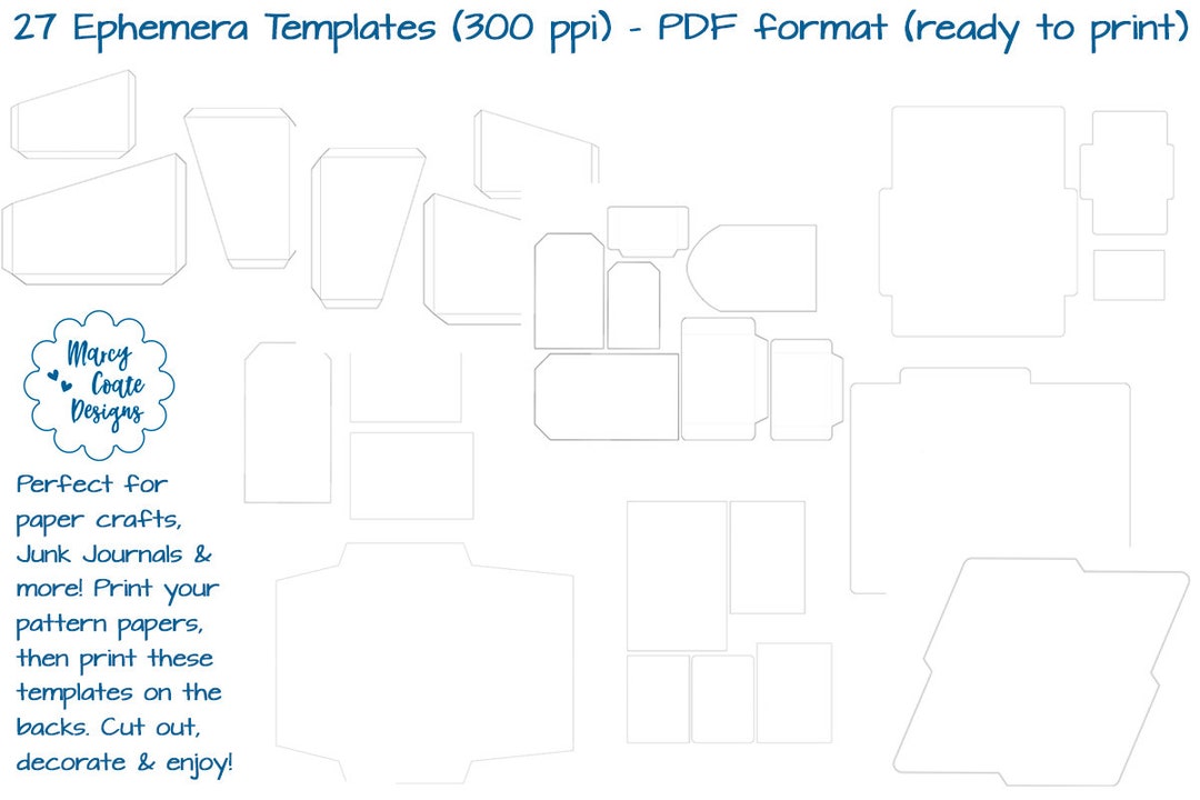 27 Ephemera Templates PDF: Tag Template, Envelope Template, Pocket ...
