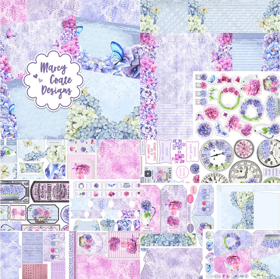 Hydrangeas Printable Journal Kit With Ephemera for Junk Journals ...