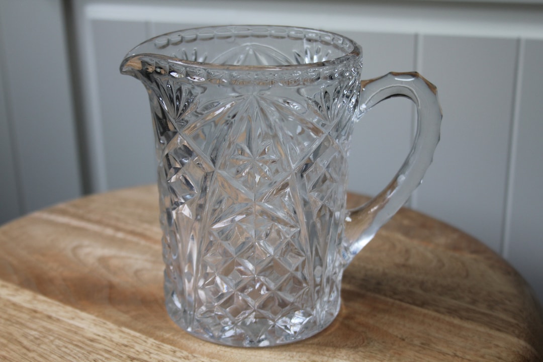 Vintage Moulded Glass Jug With Handle - Etsy