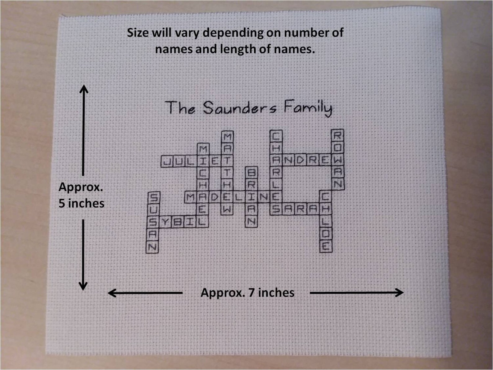 Family Tree Scrabble Crossword Puzzle Unframed Cross Stitch Piece Wall ...