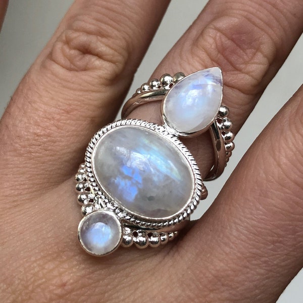 Large Moonstone Ring - Etsy