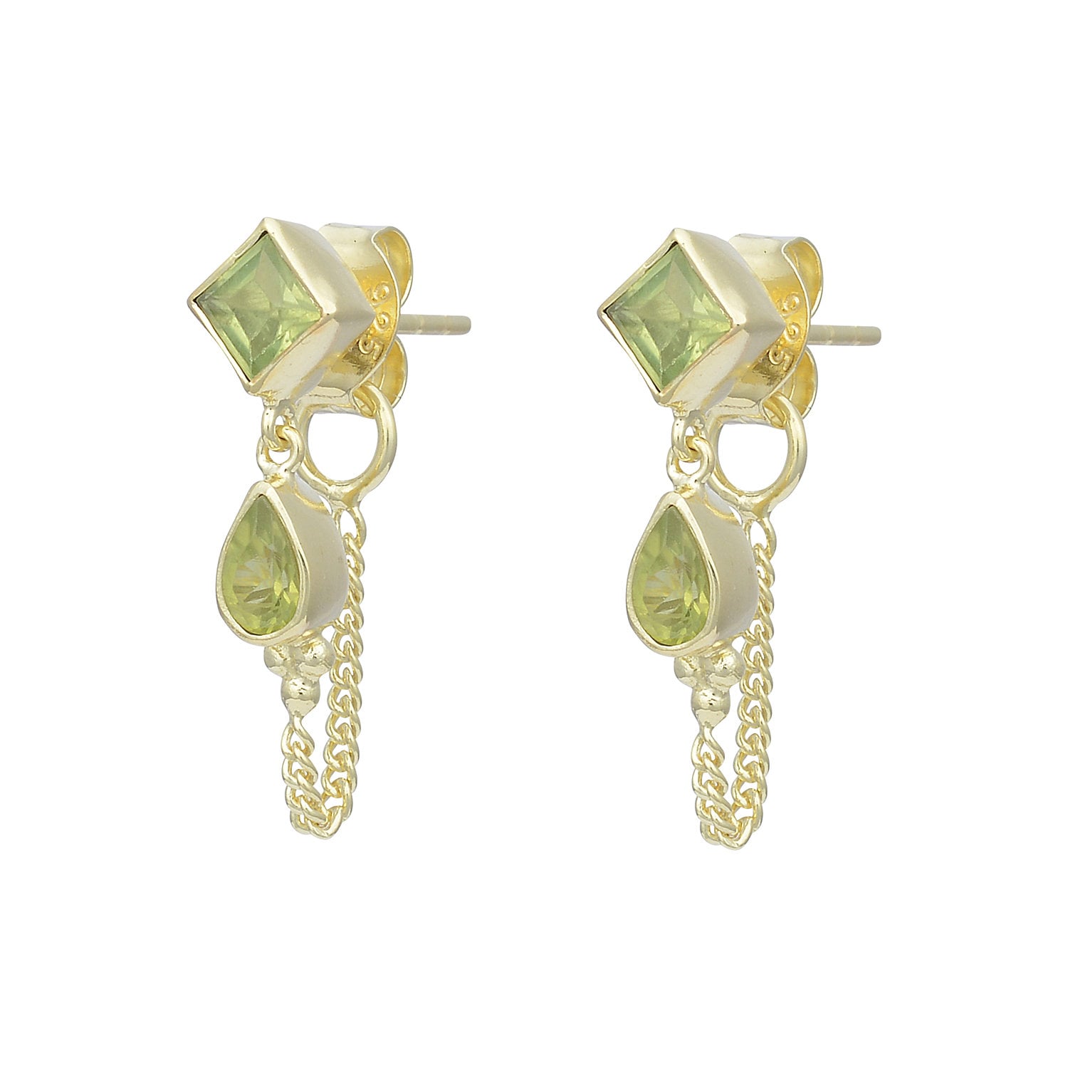 Green and Gold Drop Earrings for Seconds Peridot Earrings Wrap Around ...