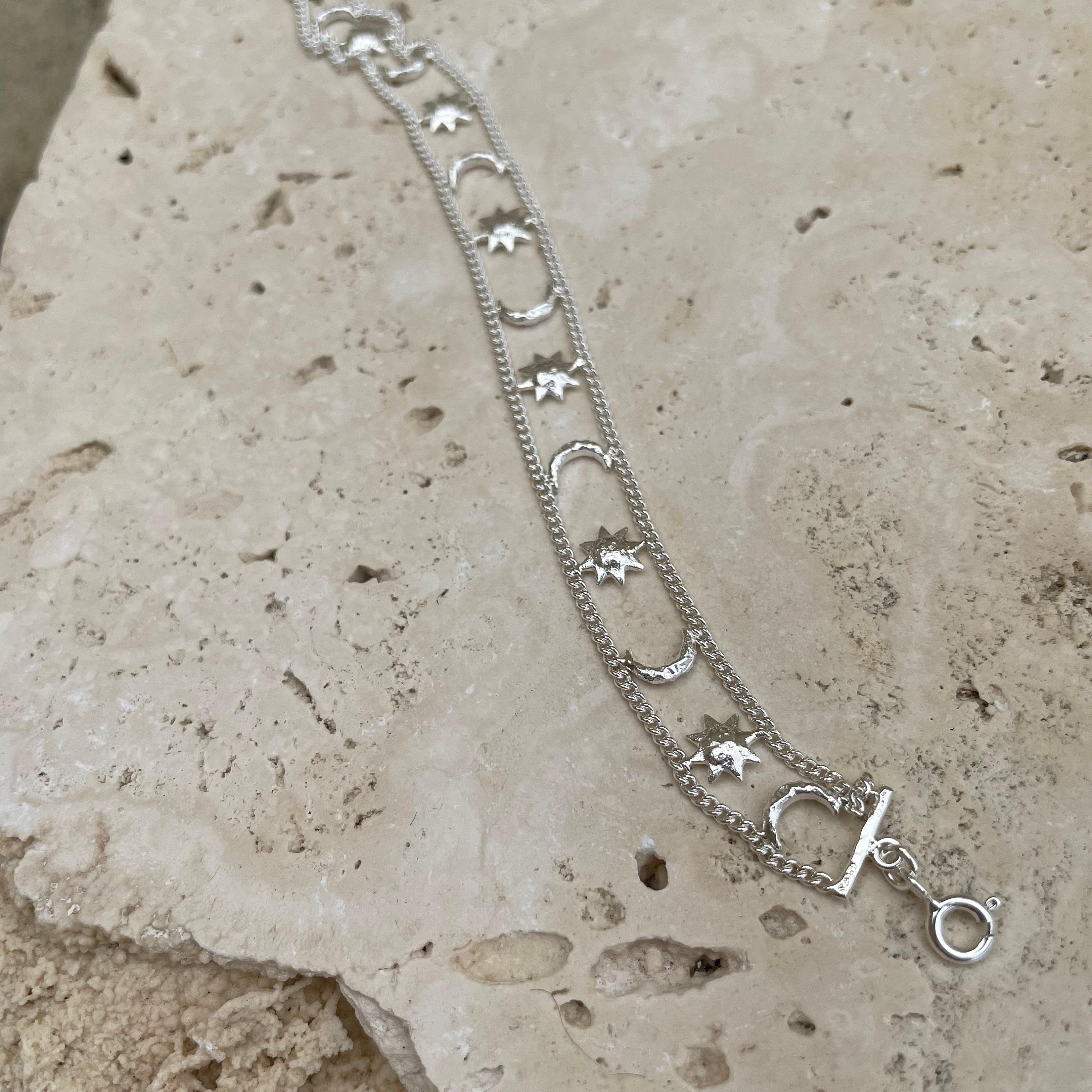 Sun and Moon Sterling Silver Bracelet Fine Cosmic Jewelry Bracelet With ...