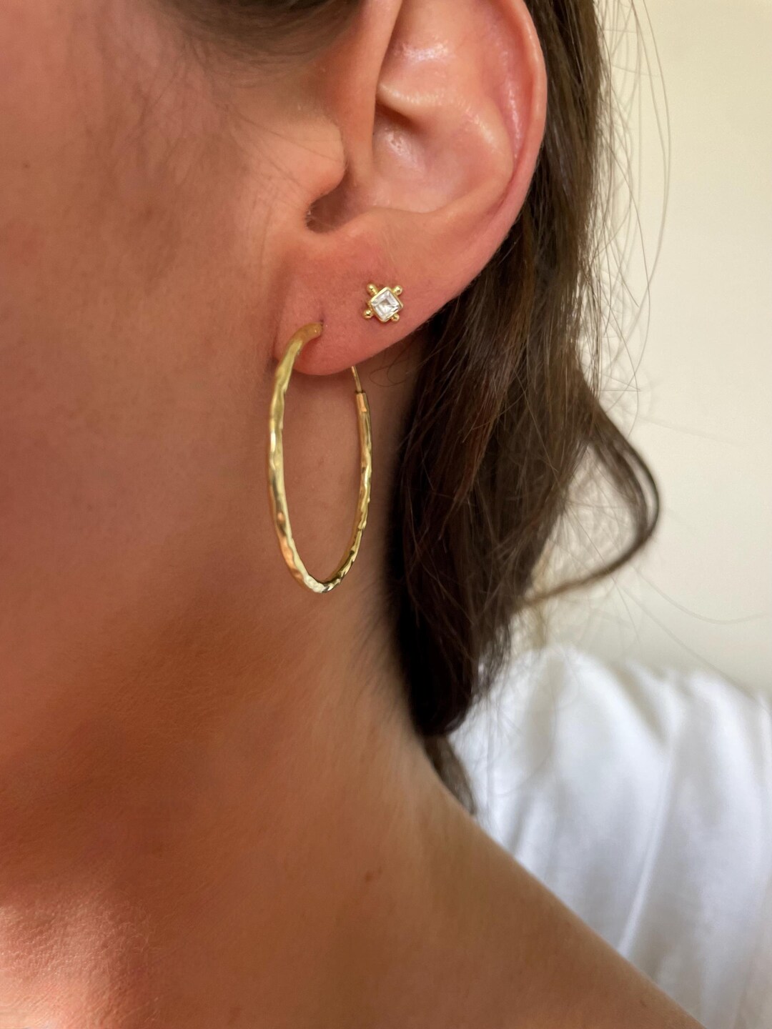 Large Gold Hoops Thin 14k Gold Vermeil Hoops Simple Earrings Classic ...