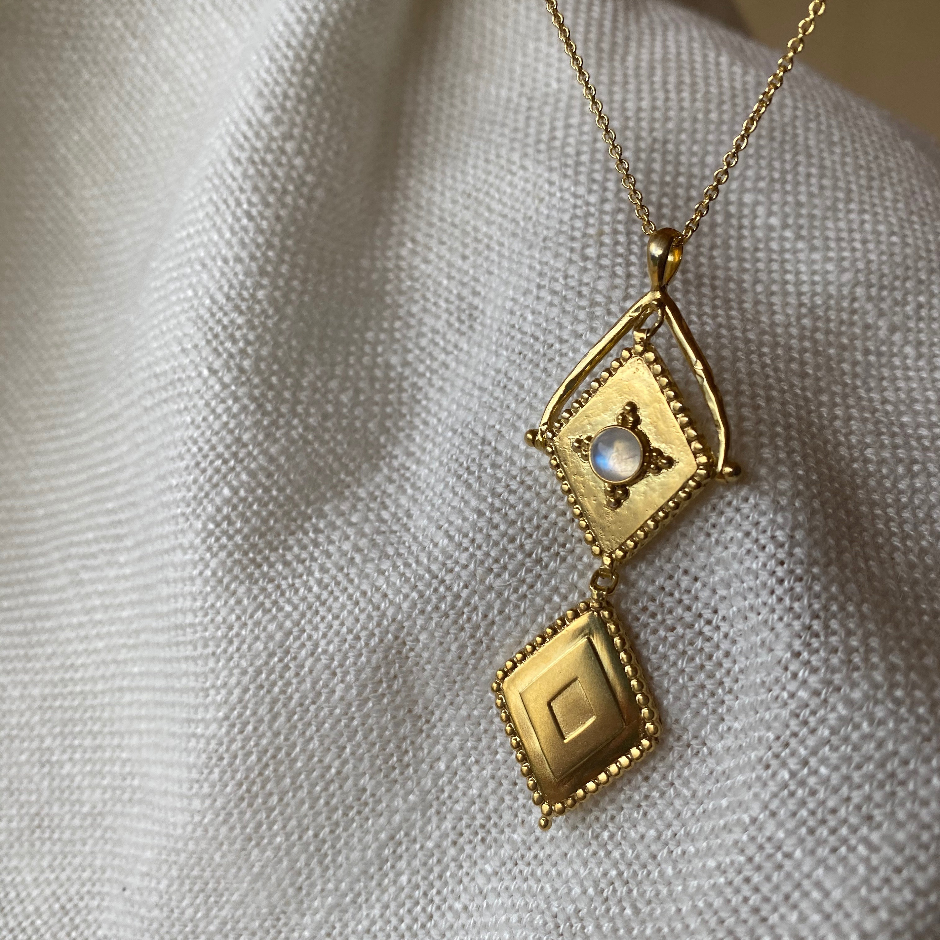 Lovers Locket 14K Gold Diamond Shaped Double Pendant Womens - Etsy ...