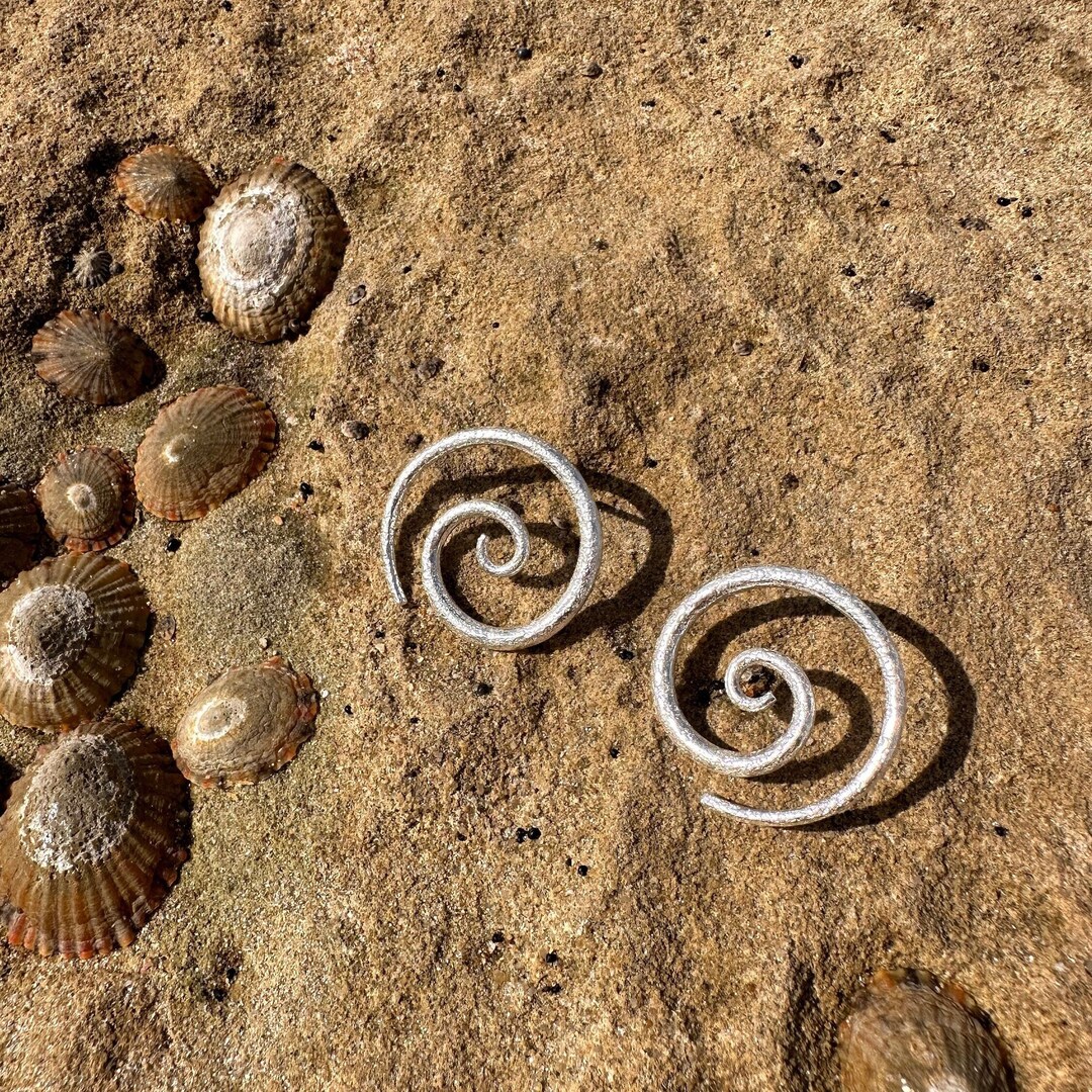 Swirl Medium Statement Silver Earrings Large Swirl Sterling Silver ...