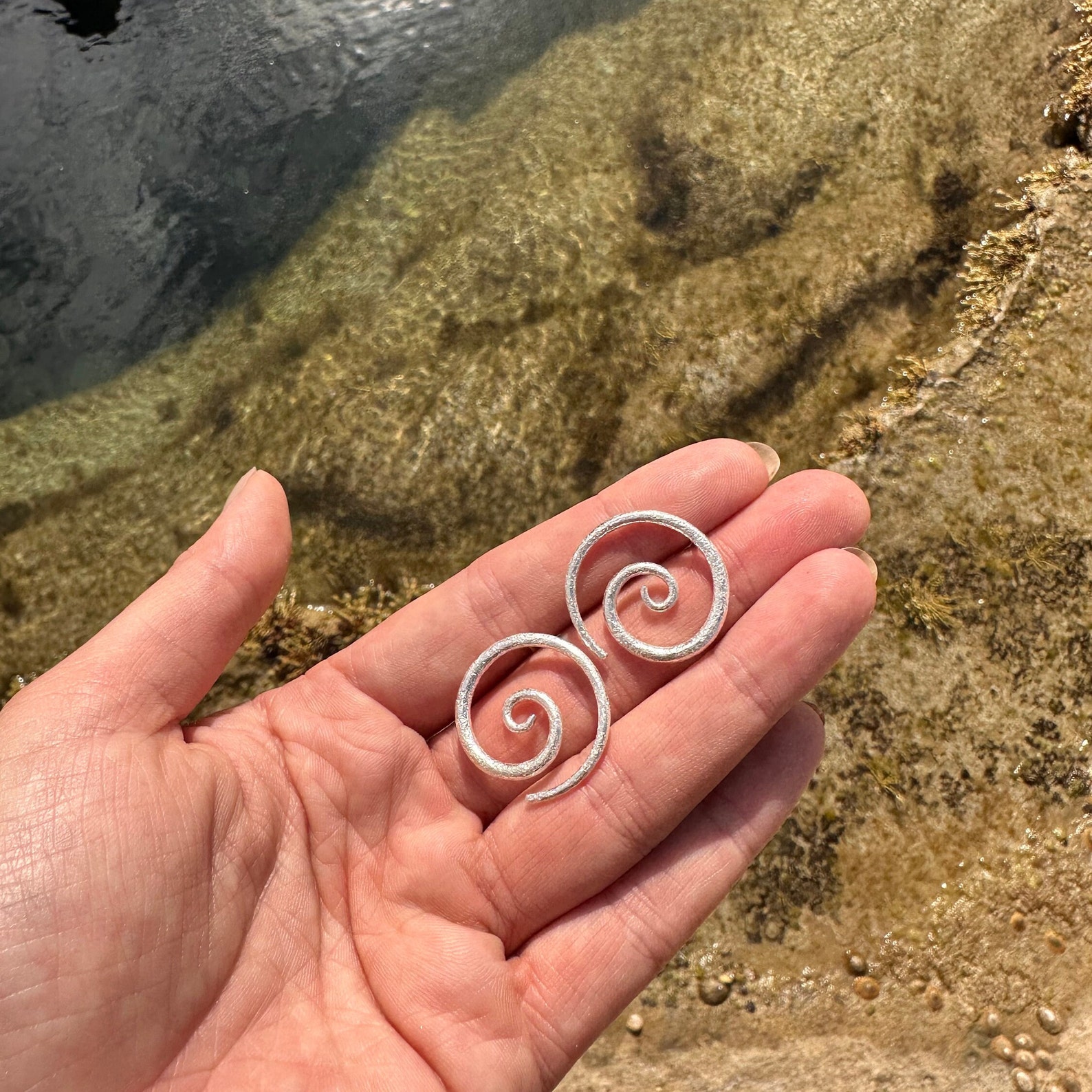 Swirl Medium Statement Silver Earrings Large Swirl Sterling Silver ...
