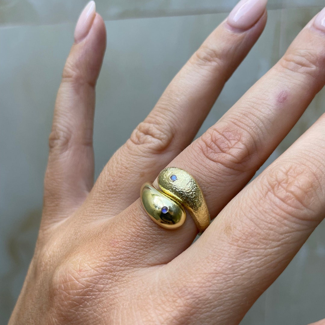 Ying Yang 14K Vermeil Statement Moonstone Ring Gold Moonstone Jewelry ...