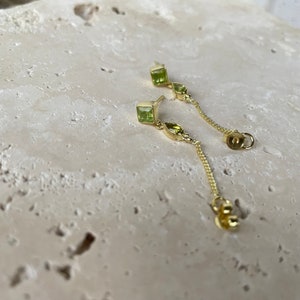 Green and Gold Drop Earrings for Seconds Peridot Earrings Wrap Around ...