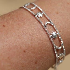 Sun and Moon Sterling Silver Bracelet Fine Cosmic Jewelry Bracelet With ...