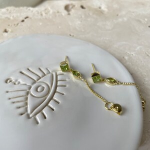 Green and Gold Drop Earrings for Seconds Peridot Earrings Wrap Around ...