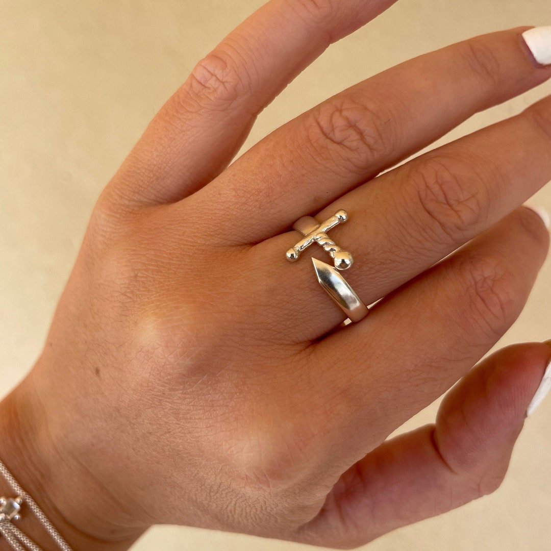 Sword Wrap Around Sterling Silver Ring, Dagger Jewelry, Adjustable ...