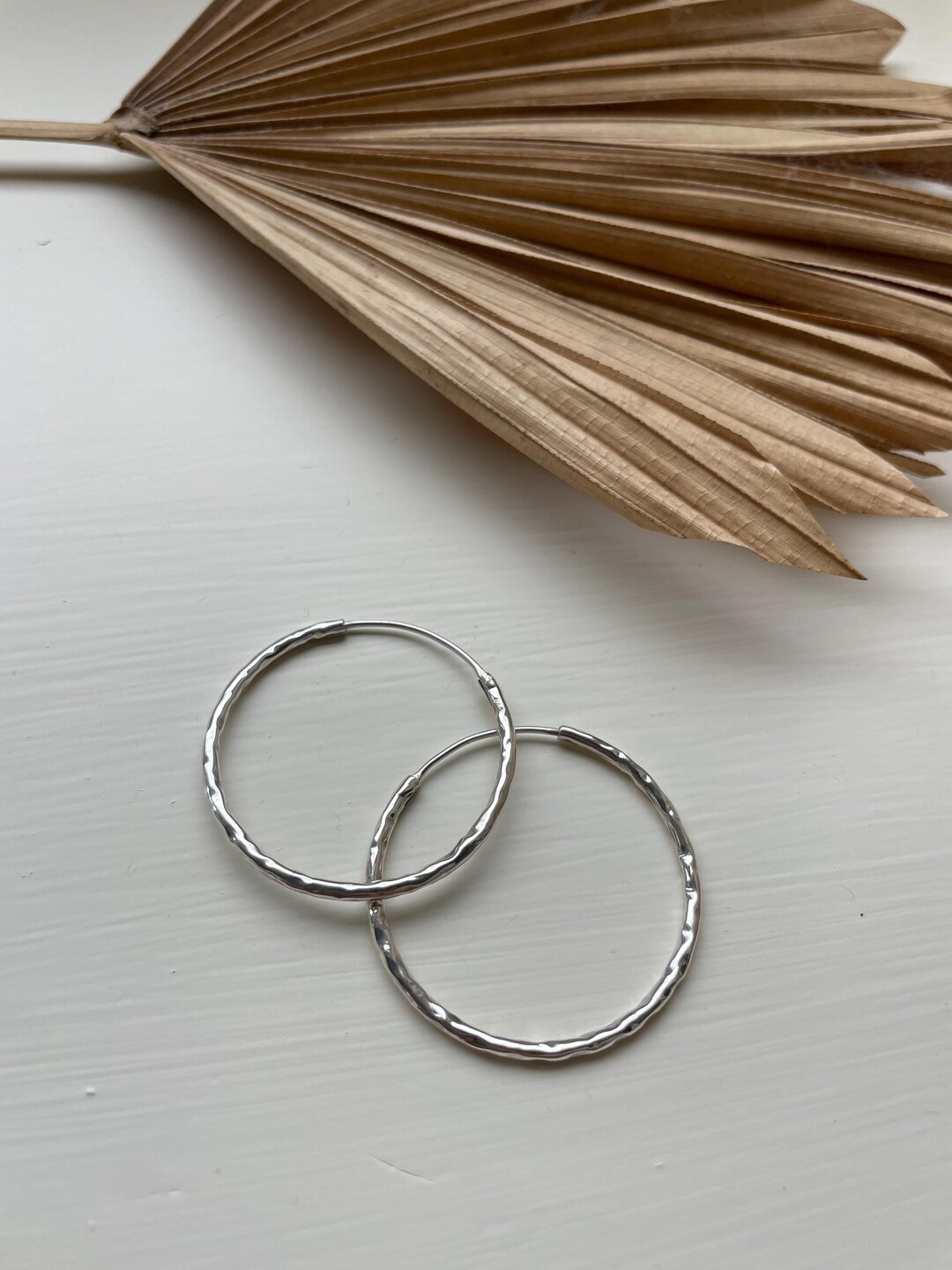 Large Silver Hoops Thin Sterling Silver Hoops Simple Silver Earrings ...