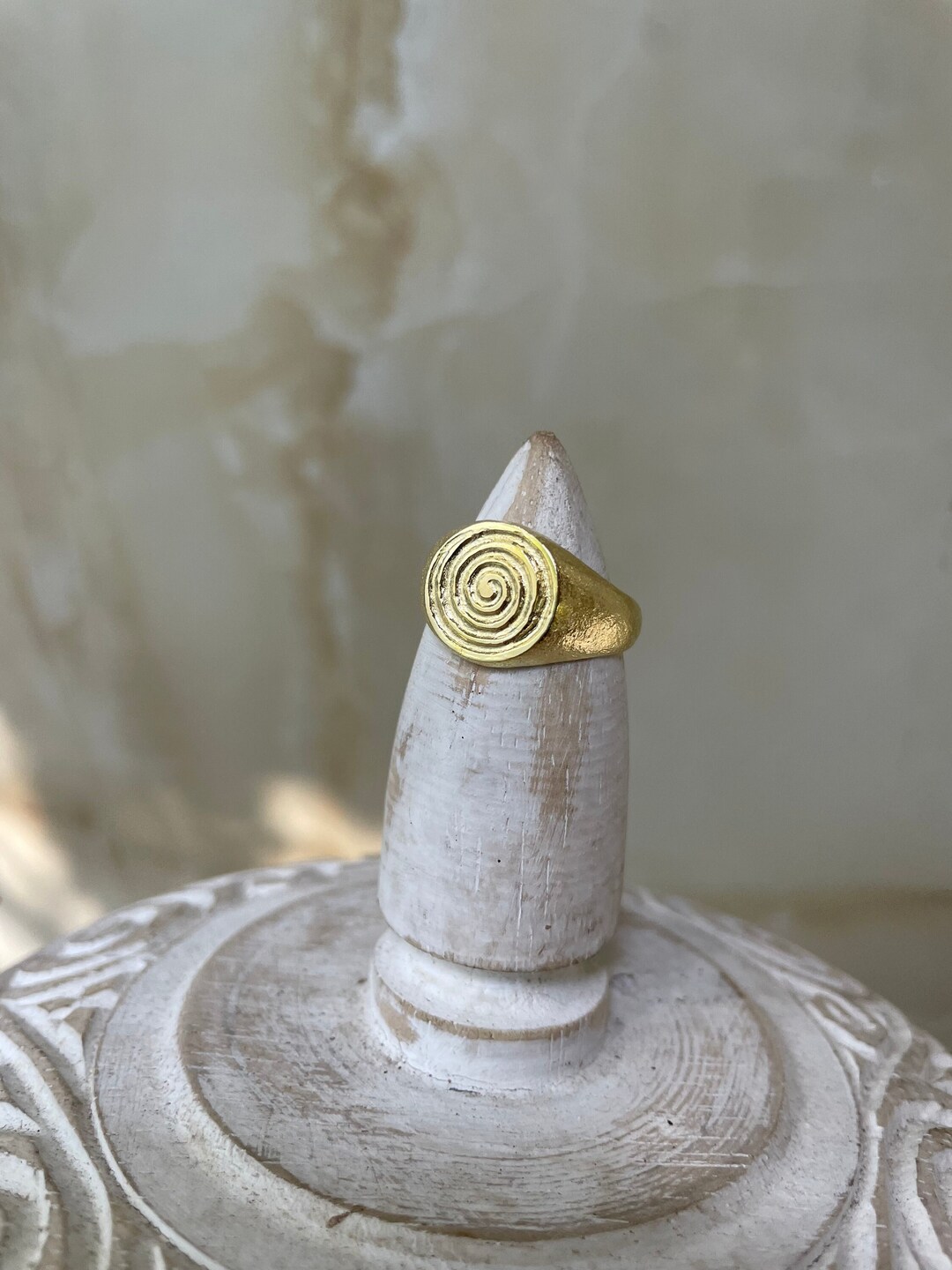 Swirl Gold Ring 14K Gold Vermeil Jewelry Spiral Signet Ring Chunky ...