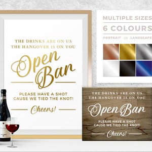 Open Bar Wedding Vinyl Decal Sticker, DIY Wedding Decor, Custom Wedding ...