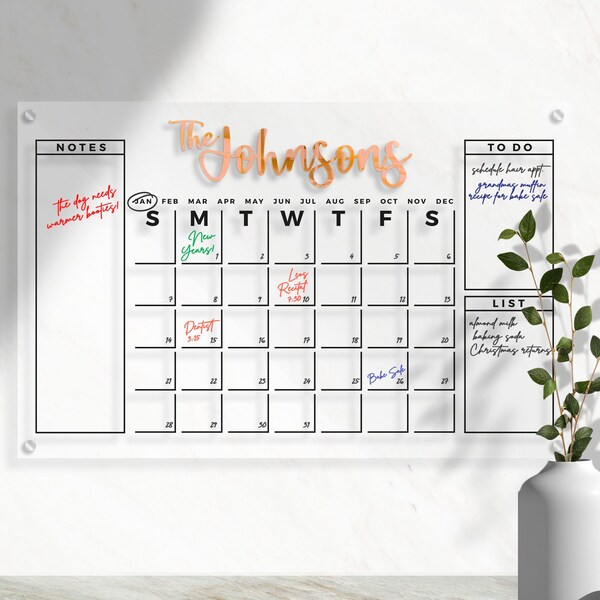 Dry Erase Calendar - Etsy