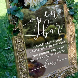 Open Bar Wedding Vinyl Decal Sticker DIY Wedding Decor - Etsy