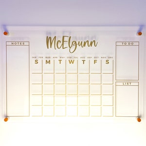 3D Name Acrylic Perpetual Calendar Dry Erase Monthly Command Center ...